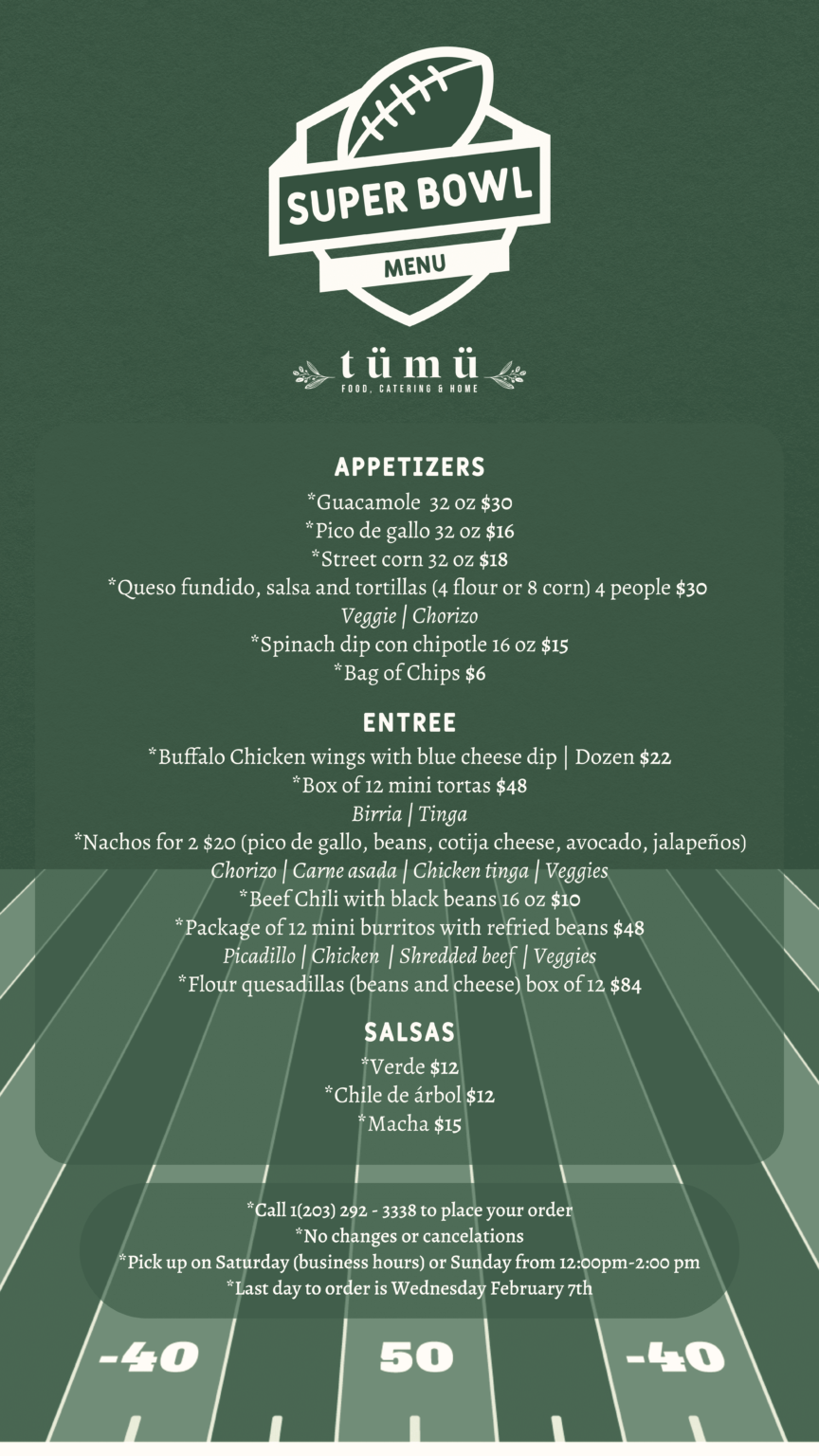 Super Bowl Menu - TumuFood